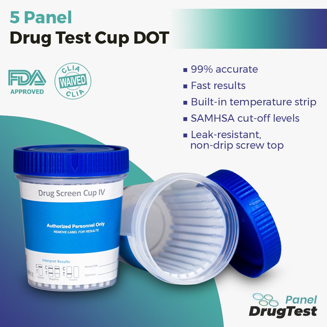 DOT 5 Panel Drug Test Cups In Bulk Panel Drug Test